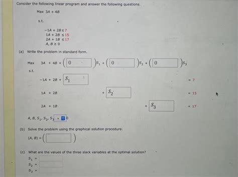 Solved Consider The Following Linear Program And Answer The