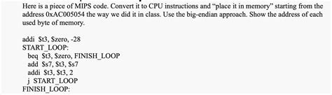Solved Here Is A Piece Of MIPS Code Convert It To CPU Chegg Com