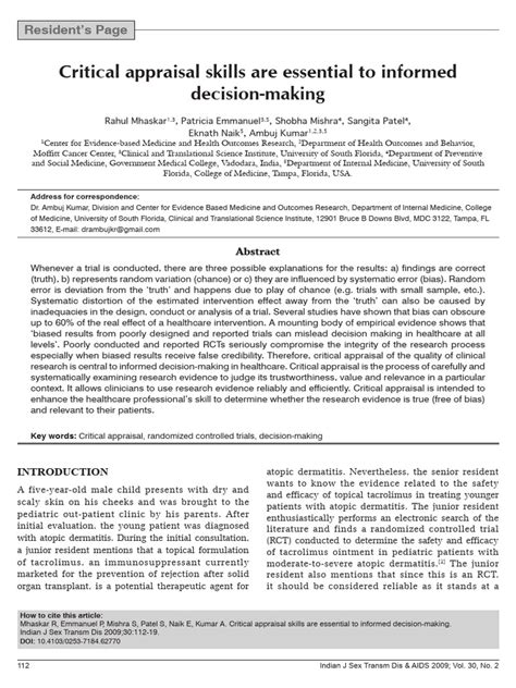 Critical Appraisal Skills Are Pdf