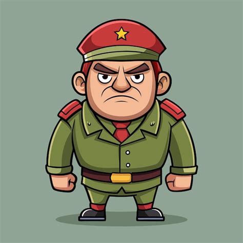 Grumpy Military Officer With A Stern And Serious Look Cartoon Vector