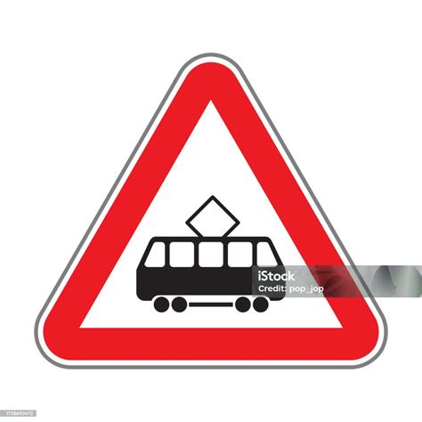 트램 웨이 교차로 교통 도로 표지판 흰색으로 격리되어 있습니다 벡터 일러스트레이션 건널목에 대한 스톡 벡터 아트 및 기타 이미지 건널목 경계 표지 고속도로 Istock