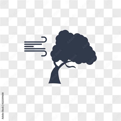 Wind Bending Tree Vector Icon Isolated On Transparent Background Wind Bending Tree Logo Design