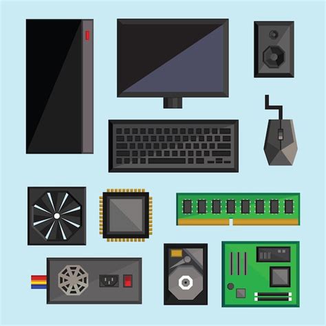 Premium Vector Personal Computer Parts And Hardwares Set