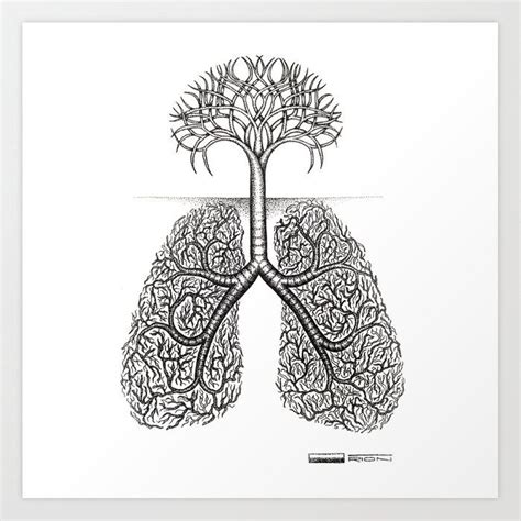 Original Stippling Lung Tree Art Print By Orionedward Tree Art Lungs Art Nature Art Prints