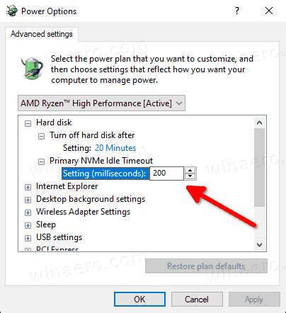 Add Primary NVMe Idle Timeout To Power Options In Windows