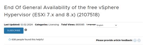 Broadcom прекратила распространение бесплатных версий Vmware Vsphere Hypervisor Esxi 7 X и 8 X