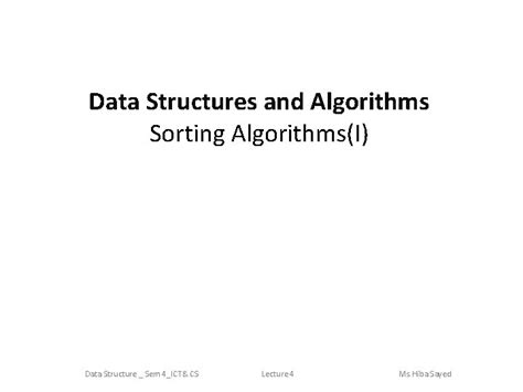 Data Structures And Algorithms Sorting Algorithmsi Data Structure