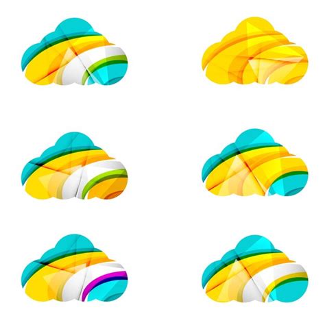 Premium Vector Set Of Abstract Cloud Computing Icons Business