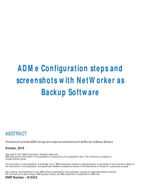 h15523 adme configuration steps and screenshots with networker as