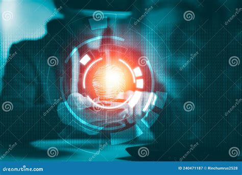 Man Wearing Vr Glasses Virtual Hacker Touch Laptop Or Smartphone And Touching In Graph Screen