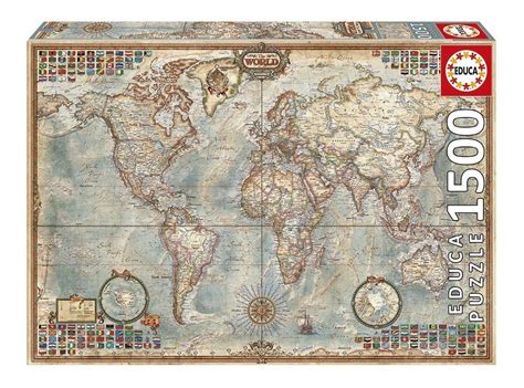 Puzzle Rompecabeza Mapa Politico Vintaje Educa 1500 Piezas — Atrix