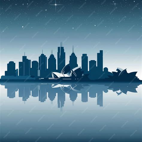Sydney Skyline At Night A Serene Vector Illustration Of The Opera House Premium Ai Generated Image
