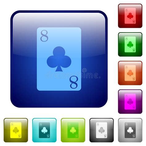 Eight Of Clubs Card Color Square Buttons Stock Vector Illustration Of Card Template 191890193