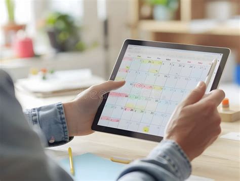 Workflow Planning And Time Management Concept With Calendar App On Tablet Stock Illustration