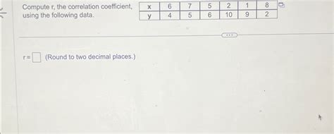 Solved Compute R ﻿the Correlation Coefficient Using The