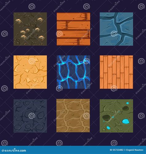 Different Materials And Textures For The Game Stock Vector