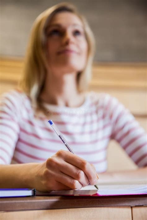 Female Babe Taking Notes In A Class Stock Photo Image Of Classroom Babe 66156680