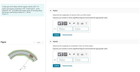 Solved A Radar Gun At O Rotates With The Angular Velocity Of