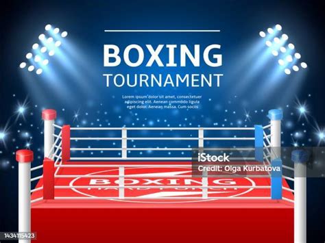 권투 반지 포스터 현실적인 전투 무대 전투 경기장 놀이터 및 울타리 전문 스포트라이트 전투 경쟁을위한 강당 토너먼트 배경 완전한