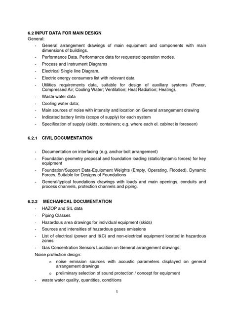 Input Data For Main Design Pdf Water Gases