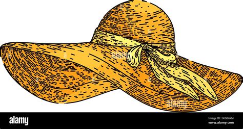 Straw Hat Summer Sketch Hand Drawn Vector Stock Vector Image Art Alamy