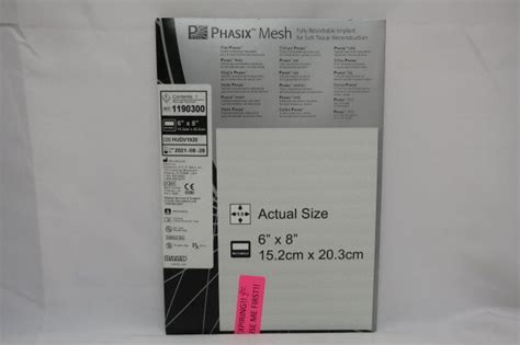 New Bard 1190300exp 1190300 Phasix Mesh Fully Resorbable Implant For Soft Tissue