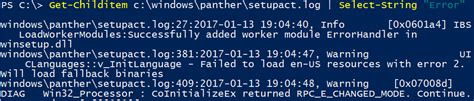 Windows Server Windows Installation mit setupact log und setuperr log überprüfen