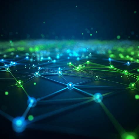 Interconnected Web Of Glowing Data Lines With Dynamic Light And Depth Stock Illustration