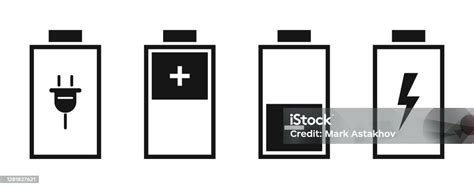 배터리 아이콘이 설정됩니다 벡터 충전기 또는 어큐뮬레이터 심볼 컬렉션 0명에 대한 스톡 벡터 아트 및 기타 이미지 0명