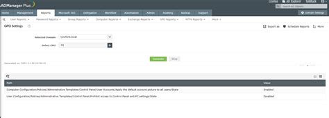 Windows Group Policy Reports Active Directory Gpo Reporting Tool Admanager Plus