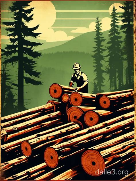 Vintage Logging Industry Poster From The 1950s Dalle3 Ai