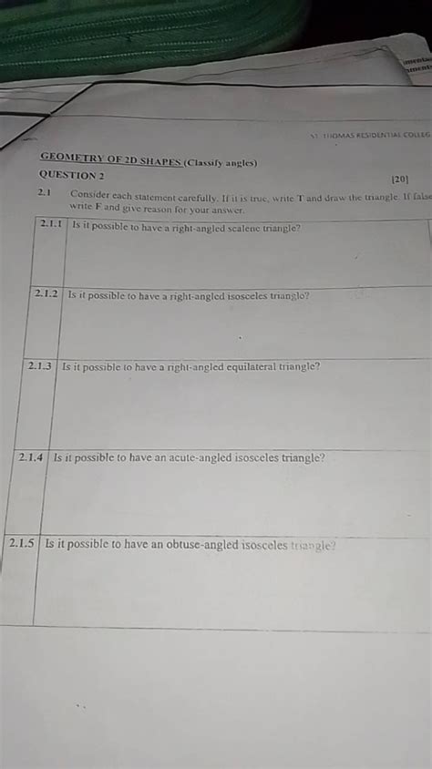 Geometry Of 2d Shapes Classify Angles Question 2 21 Consider Each St