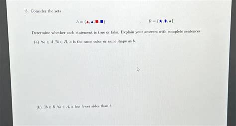 Solved Consider The Sets A A A B A Determine Chegg