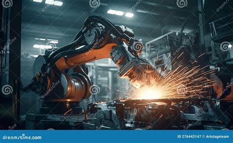 Robot Welding Is Welding Assembly Automotive Ai Generated Stock Image Image Of Metal Heavy