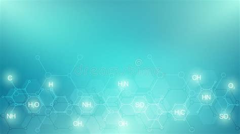 Abstract Chemistry Pattern On Green Background With Chemical Formulas And Molecular Structures