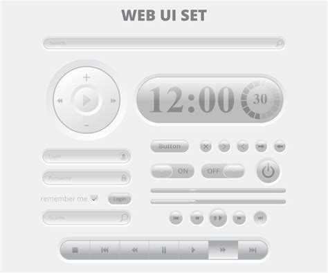 Éléments De Contrôle De L interface Utilisateur Web Boutons Interrupteurs Barres Bouton D