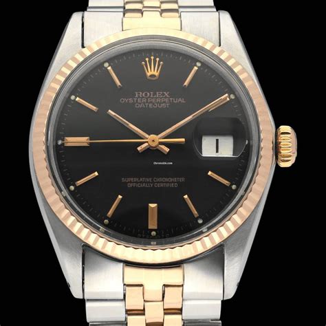 Rolex Datejust 1601 Black Sigma Dial Two Tone Rose Gold Für 6