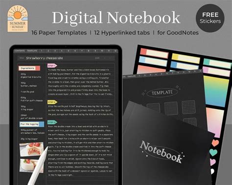 Tab Hyperlinked Digital Notebook DARK MODE Dot Grid Etsy