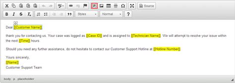ckeditor placeholder