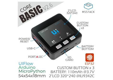 m5stack esp32 basic core iot kit v2 7 m5stack k001 v27