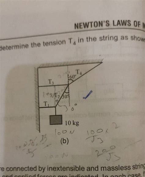 newton s laws of determine the tension t4 in the string as show b conn