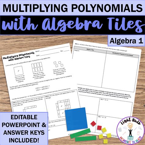 Multiplying Polynomials Activity With Algebra Tiles Monomials And Binomials Light Bulb