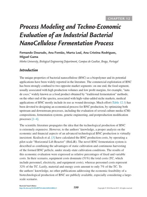 Process Modeling And Techno Economic Evaluation Of An Industrial Bacterial Nanocellulose