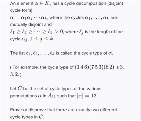 Solved An Element A E Sn Has A Cycle Decomposition Disjoint Chegg