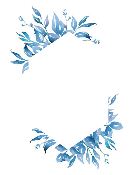 Marco De Hojas Azules Imágenes Prediseñadas De Acuarela Vector Premium
