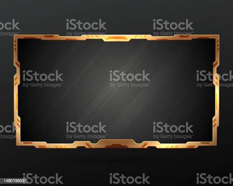 황금 테두리 라이브 스트림 오버레이 미래 지향적 인 게임 Gui 화면 패널 프레임 템플릿 웹캠에 대한 스톡 벡터 아트 및 기타