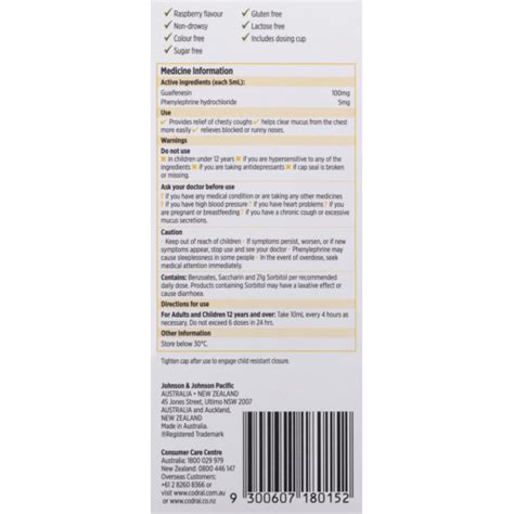 Codral Mucus Cough Cold Liquid Raspberry Flavour 200ml Taren Point