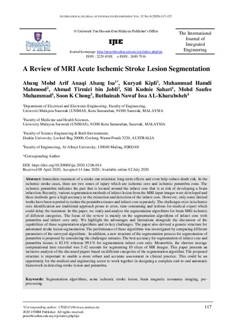 Pdf A Review Of Mri Acute Ischemic Stroke Lesion Segmentation