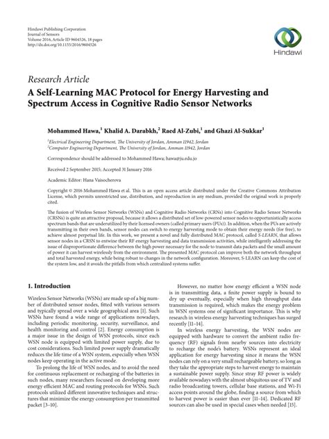 Pdf A Self Learning Mac Protocol For Energy Harvesting And Spectrum Access In Cognitive Radio