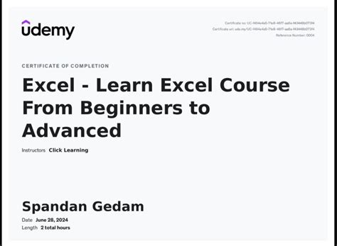 Spandan Gedam On Linkedin Udemy Excel